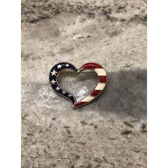 Avon | Jewelry | Vintage Avon Heart Pin American Flag Patriotic Red ...